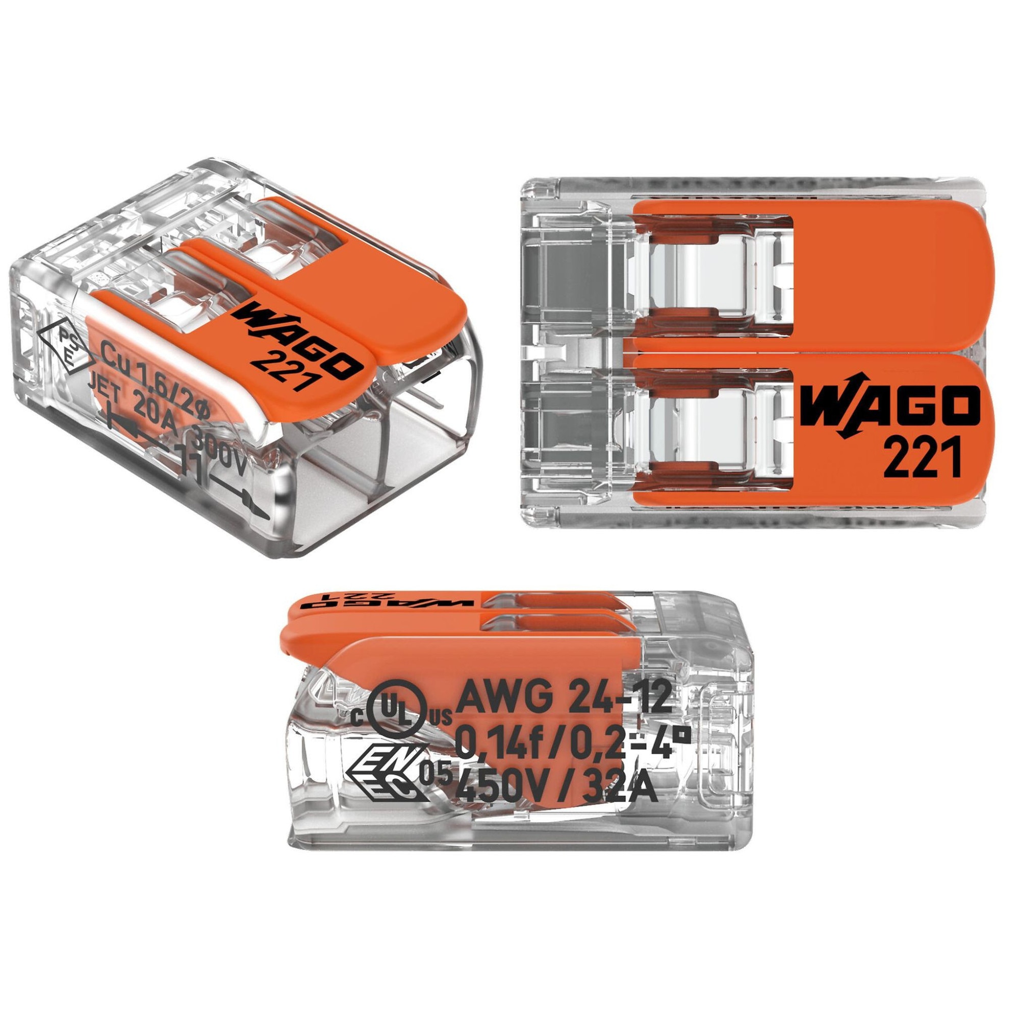 Clema Wago 221-412 max 4 mm pentru toate tipurile de conductori 1 buc ...
