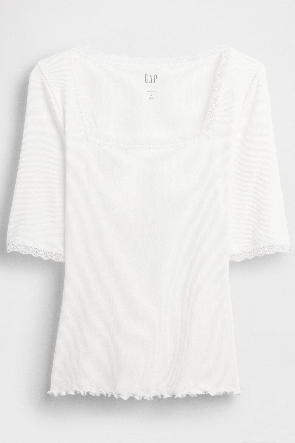 GAP, Bluza din amestec de modal cu decolteu patrat, Alb, M - eMAG.ro