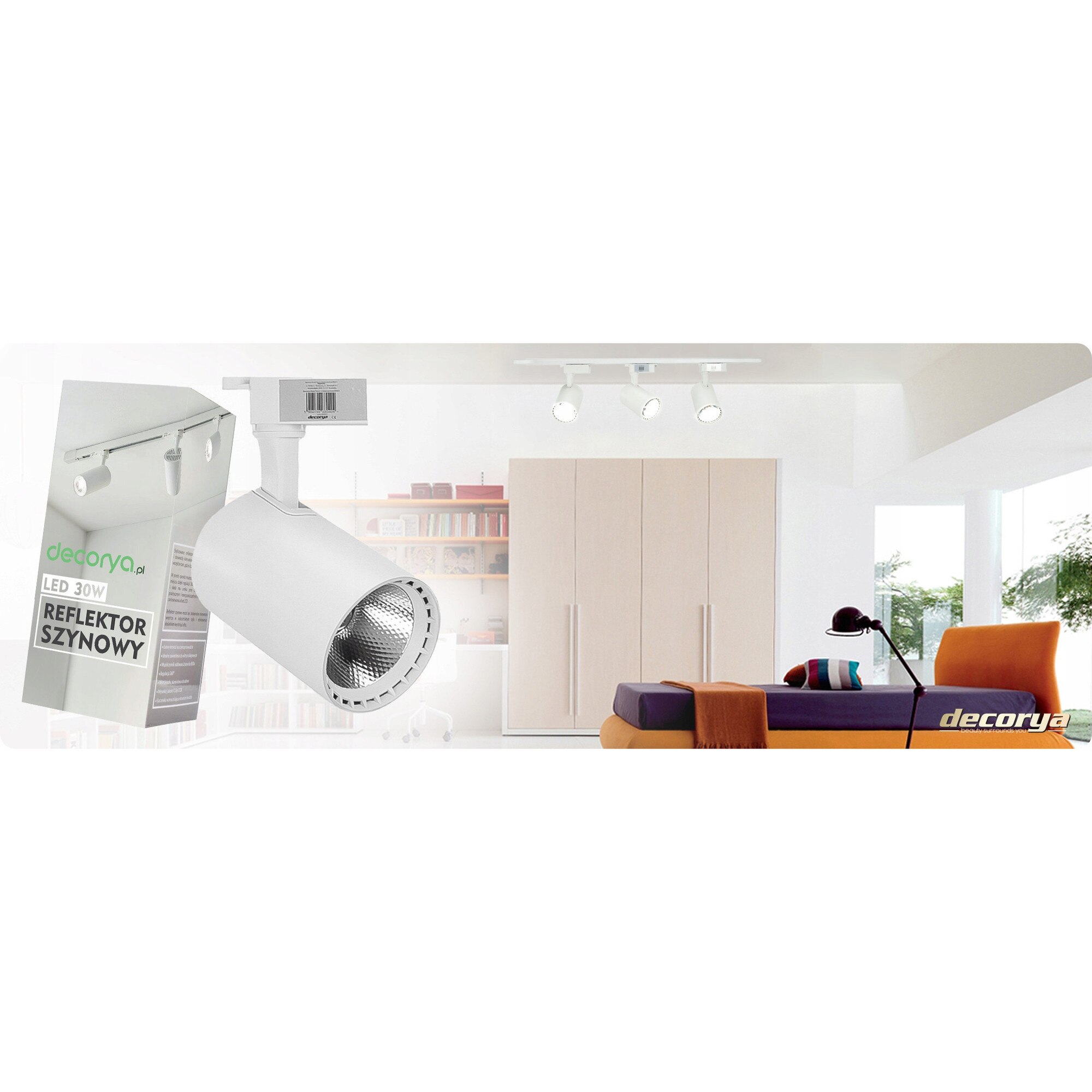 Set 5 spoturi LED, Decorya, 30W, Alb, 2m - eMAG.ro