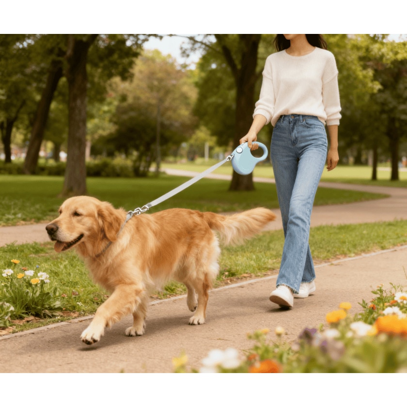Lesa retractabilă Nunbell, 5m, pentru câini de până la 40 kg, ABS/Nylon ...