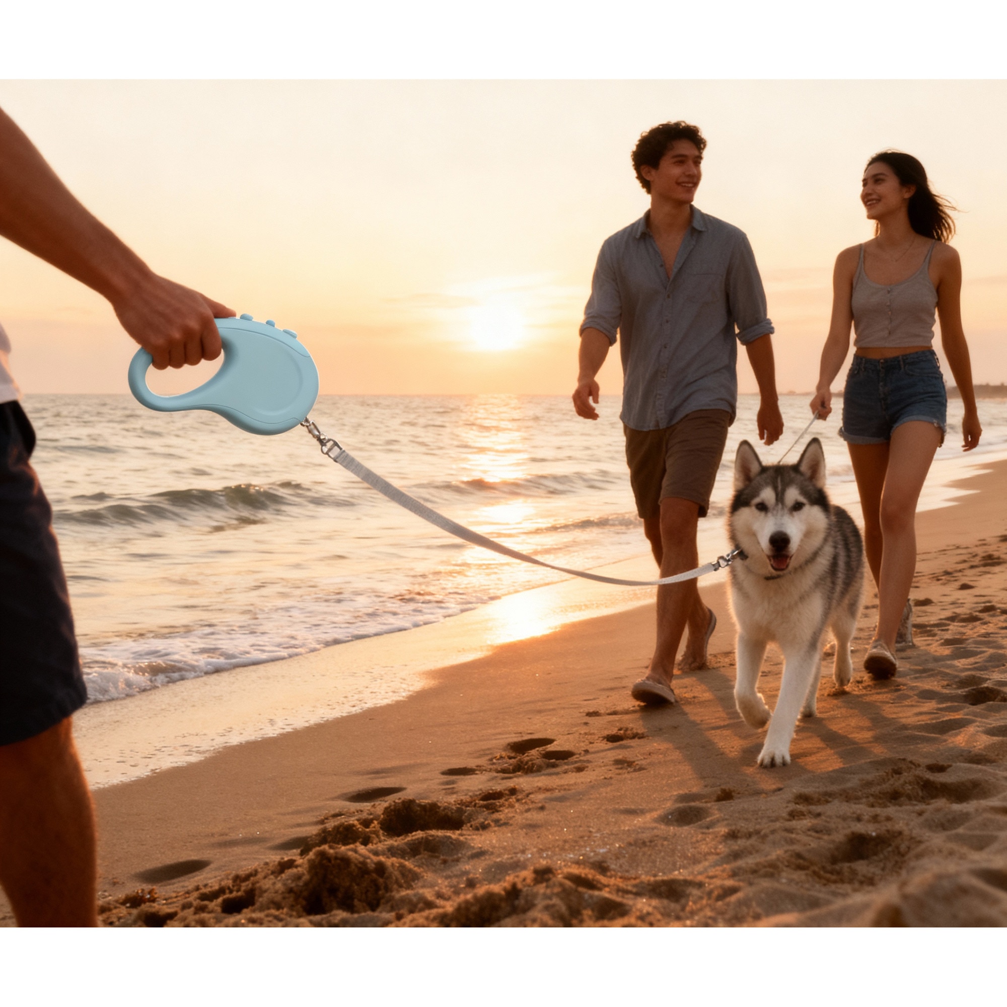 Lesa retractabilă Nunbell, 5m, pentru câini de până la 40 kg, ABS/Nylon ...