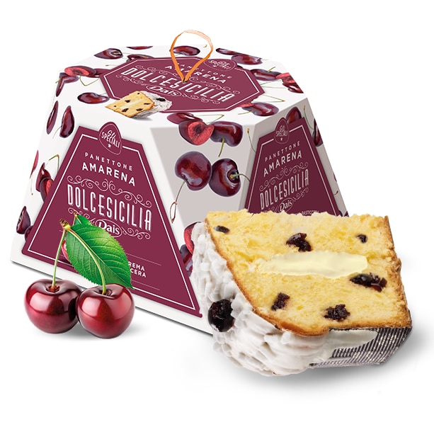 Cozonac Panettone DolceSicilia Amarena cu crema si bucati de visine ...