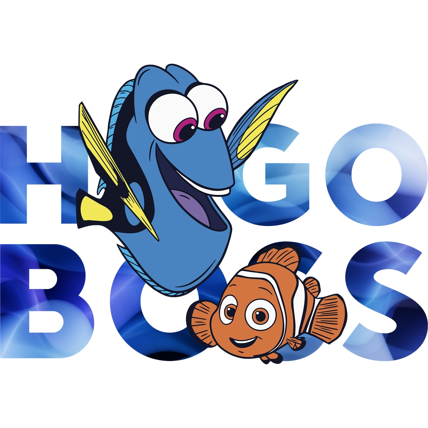 Sticker Adeziv Cu Nemo, Cu Textul "Hugo Boss" - Design 9, cu Margini ...