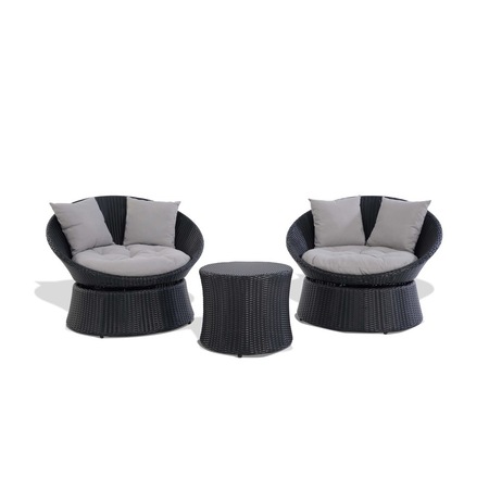 Set mobilier gradina Javier, 2 Fotolii rotative, Masuta rotunda ...