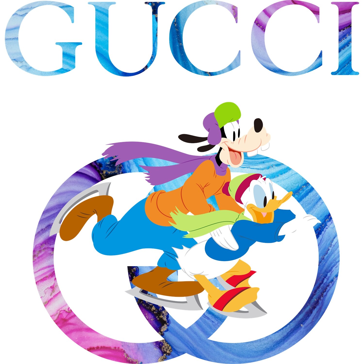 Sticker Adeziv Cu Goofy, Cu Textul "Gucci" - Design 4, cu Margini Albe ...