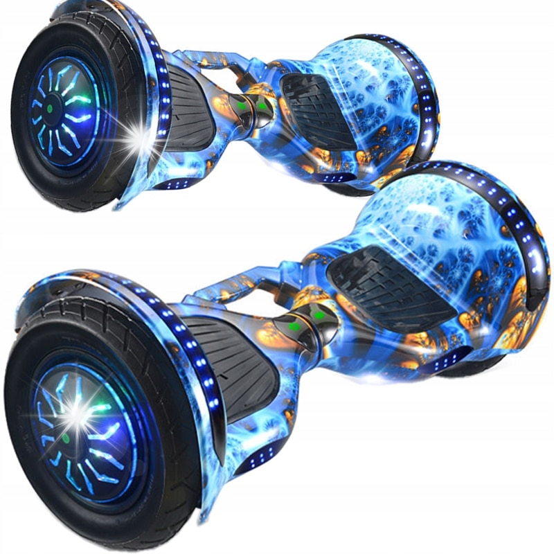 Hoverboard electric, RETOO, 10 inch, roti pneumatice, Bluetooth, LED ...