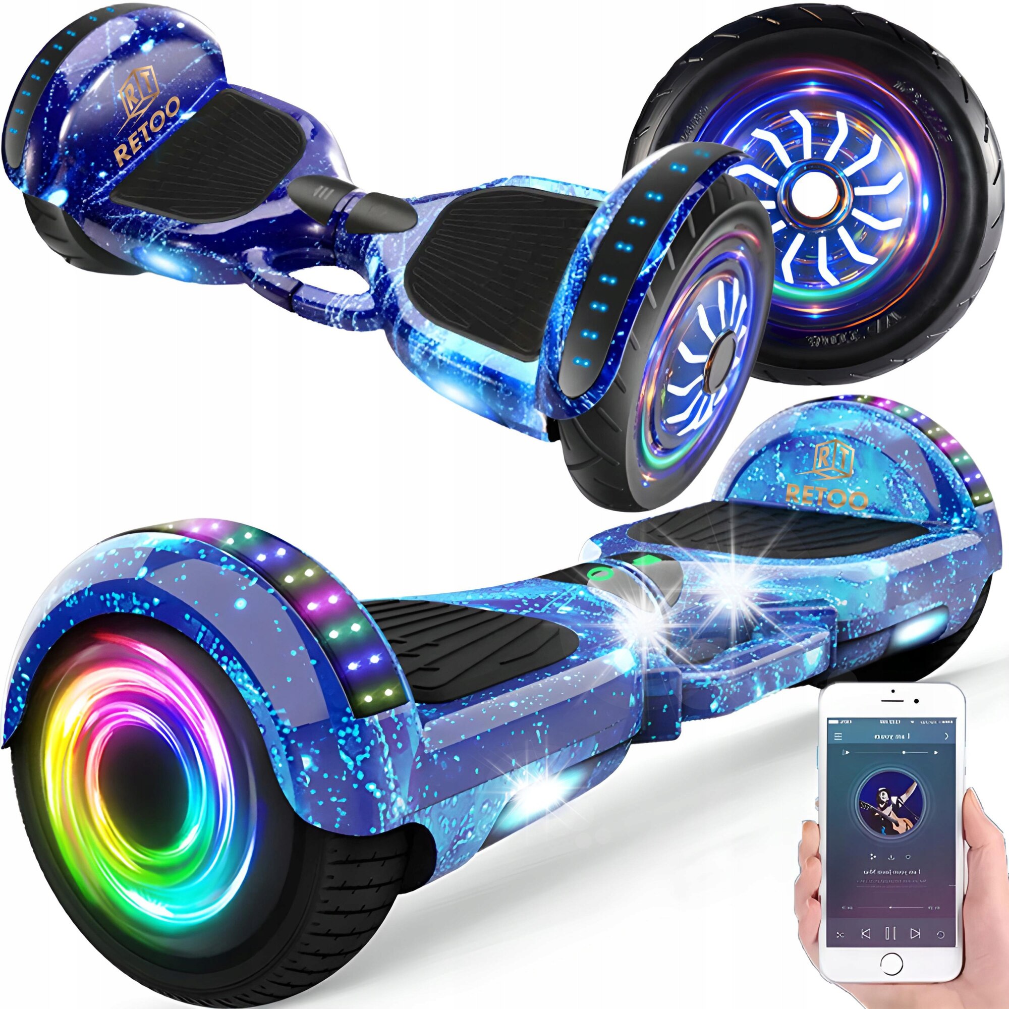 Hoverboard elektromos, Retoo, 6,5 hüvelykes, LED-lámpák, bluetooth ...