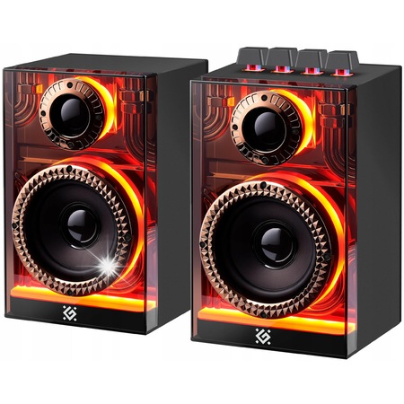 Set boxe 2.0 Defender FUTURO 20W, Bluetooth 5.3, iluminare RGB, negru ...