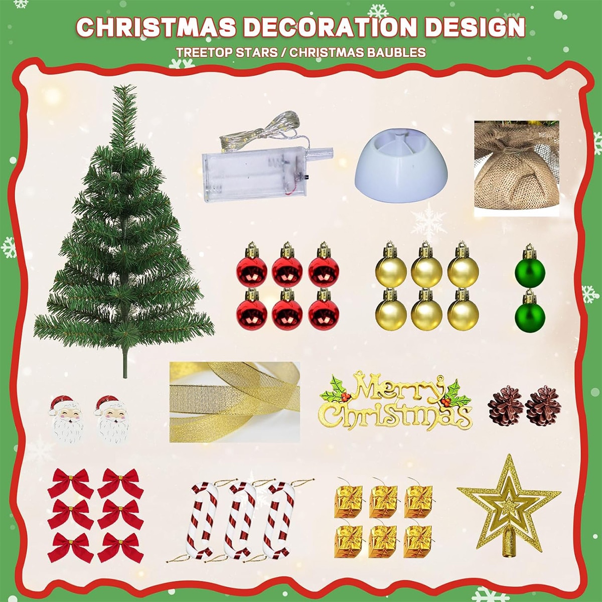 Brad de Craciun Mini, YOUKUKE, cu LED lumini mici calde, 60 cm, DIY, cu ...