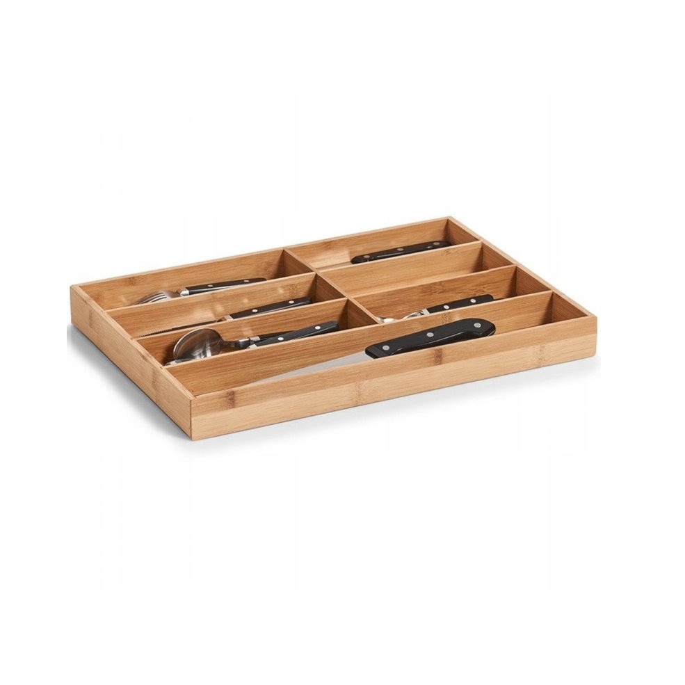 Organizator sertar Zeller, 7 compartimente, bambus, 44x30,6x4,3cm - eMAG.ro