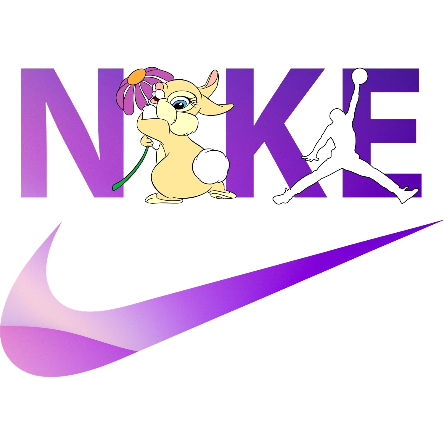Sticker Adeziv Cu Bambi, Cu Textul "Nike Jordan" - Design 7, cu Margini ...
