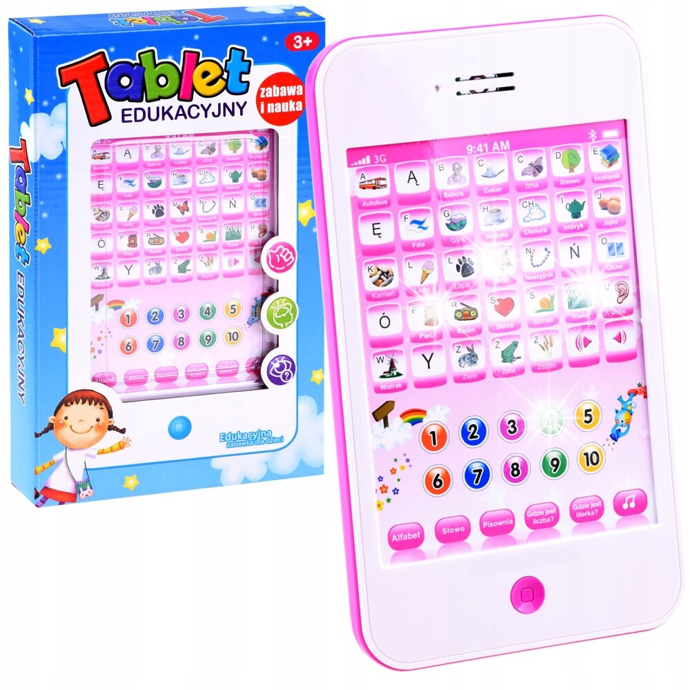 Tableta educationala interactiva Jokomisiada, roz, 20,5x11,5x2cm ...