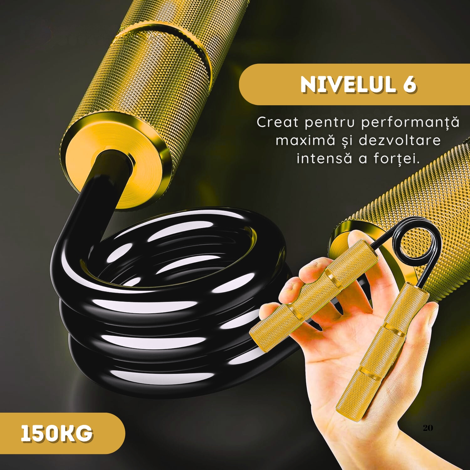 FLEXOR FITNESS 150KG, Otel Inoxidabil, Manere Antialunecare, Destinat ...