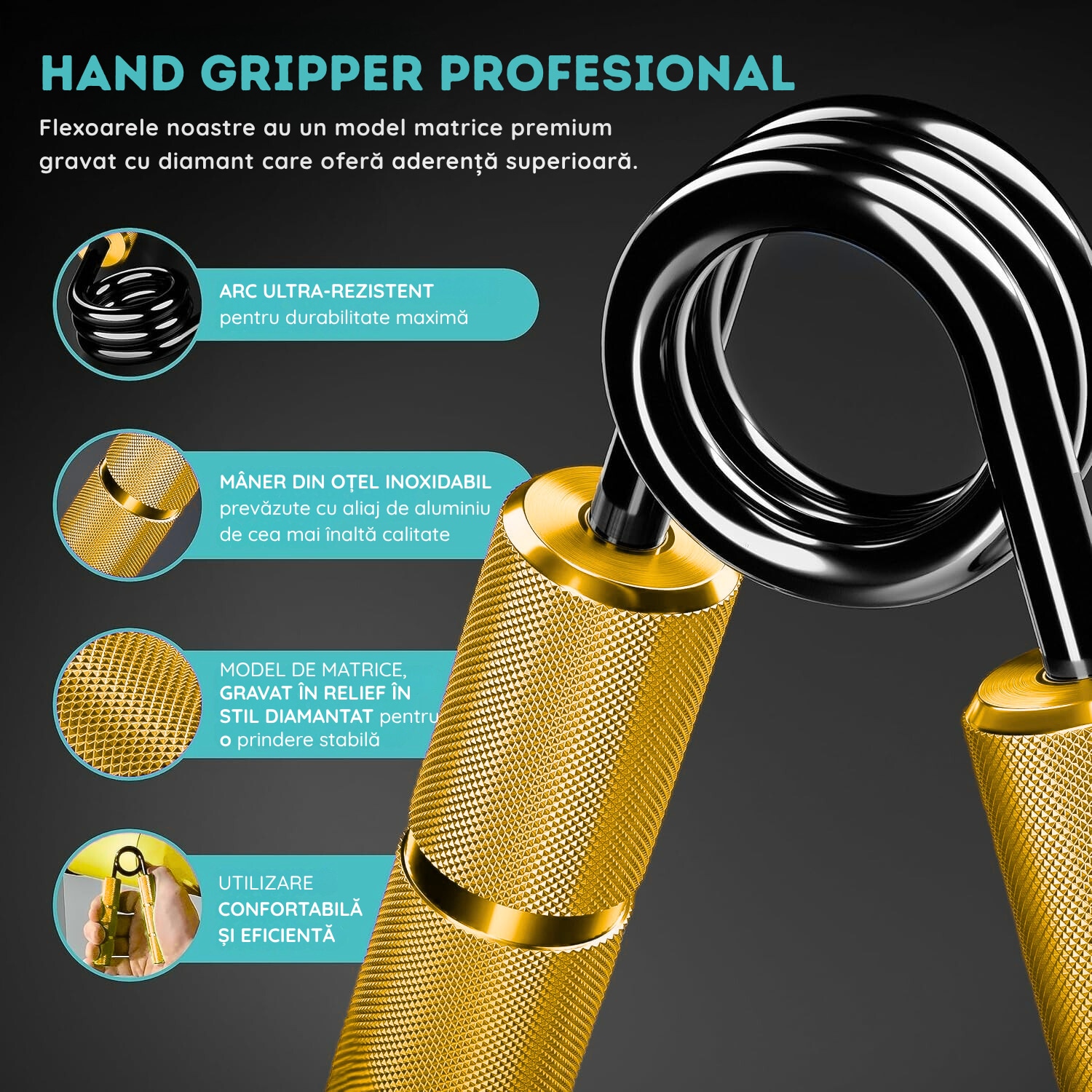 FLEXOR FITNESS 150KG, Otel Inoxidabil, Manere Antialunecare, Destinat ...