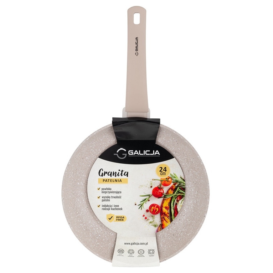 Tigaie Galicja Granita 24cm, antiaderentă, maner ergonomic, bej - eMAG.ro