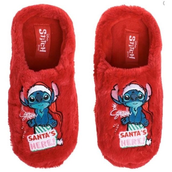 Papuci de Craciun Family Rosii cu Model Stitch "Santa's Here!" 34 EU ...