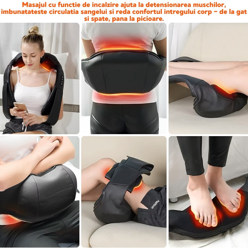 Aparat Profesional pentru Masaj FitVibe™, Masaj Shiatsu 4D cu Infrarosu ...