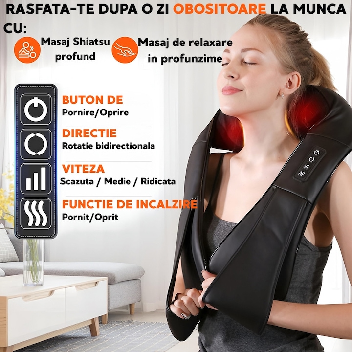 Aparat Profesional pentru Masaj FitVibe™, Masaj Shiatsu 4D cu Infrarosu ...