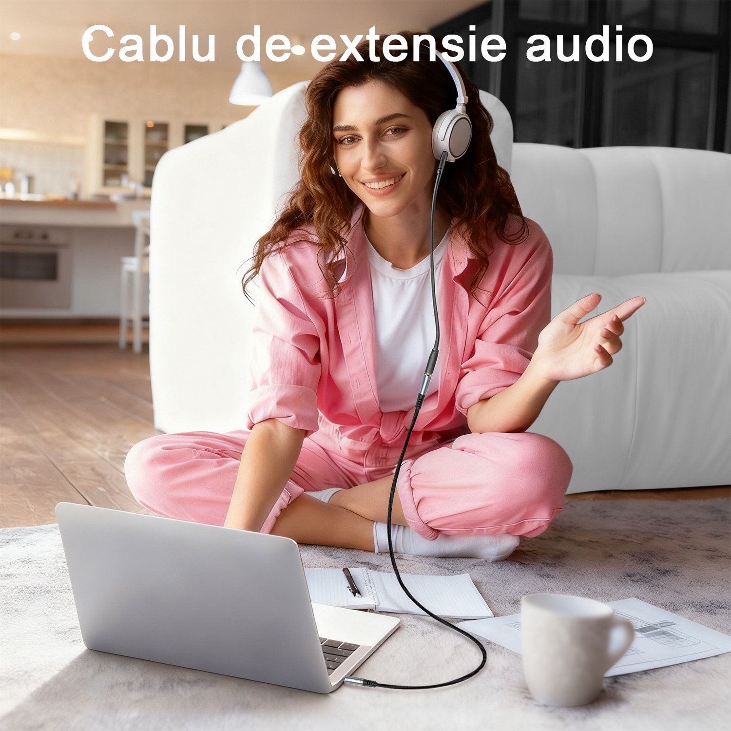 Cablul de prelungire audio stereo GORMUR de 3.5 mm mama la tata, tesut ...
