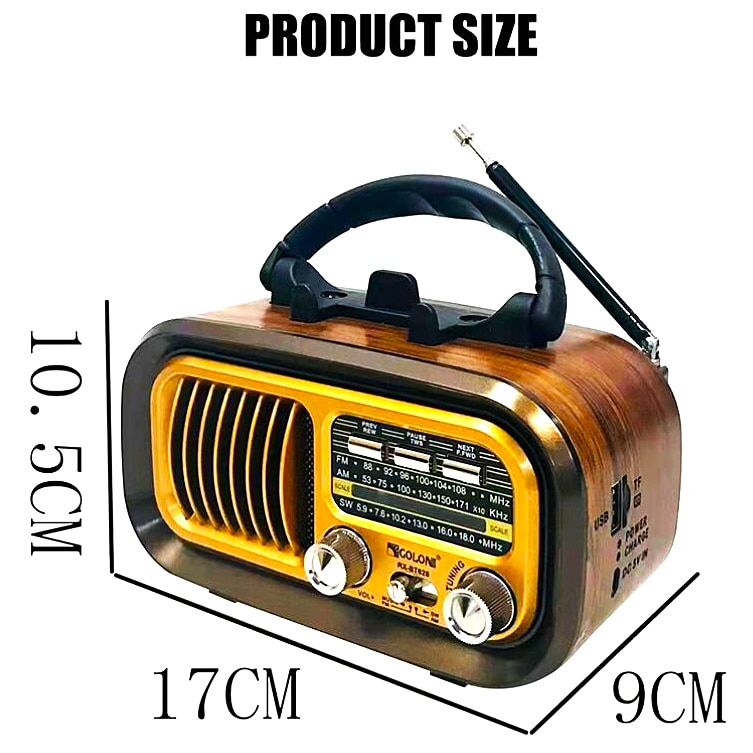 Radio retro FM/AM/SW cu banda completa, acumulator, Bluetooth, difuzor ...