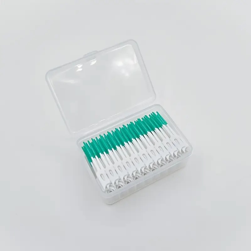 Set perii interdentare din gel moale, 200 bucati, verde si alb, compact ...
