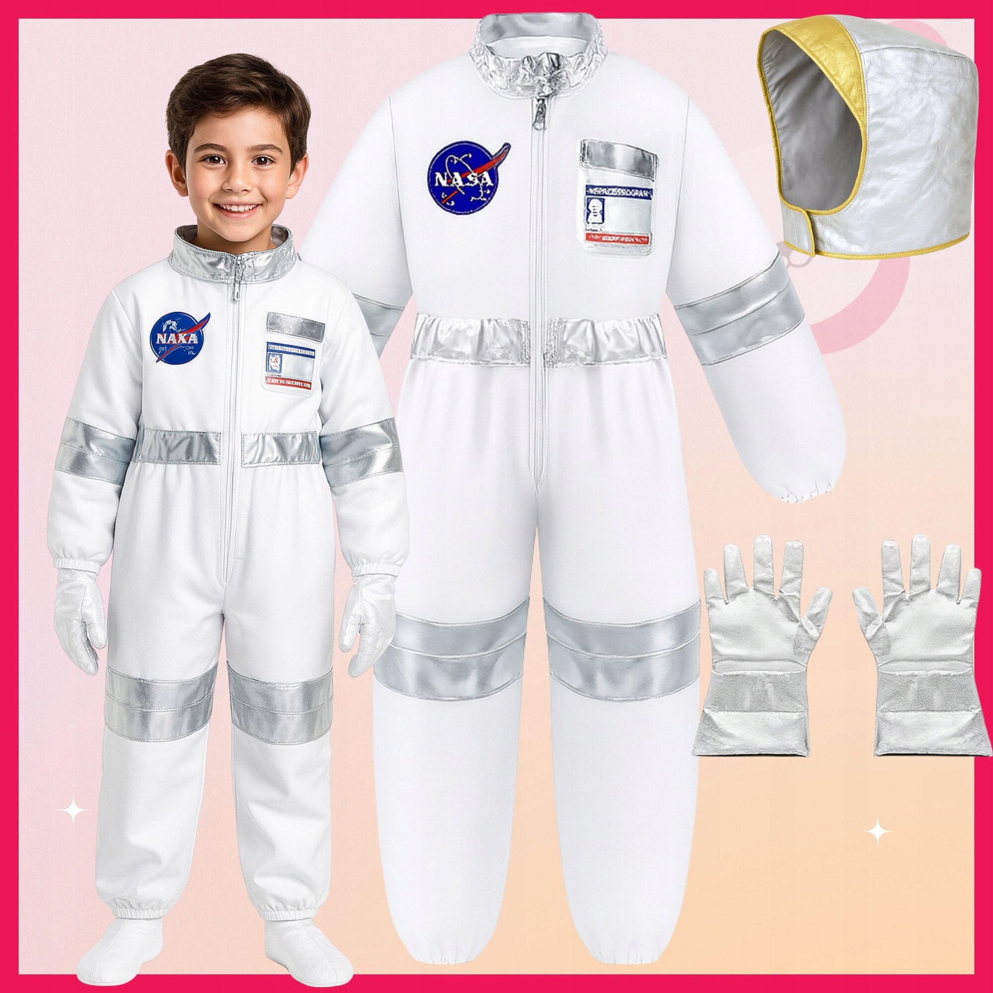 Costum Astronaut Copii NASA, Marime 140-146, Include Caciula si Manusi ...