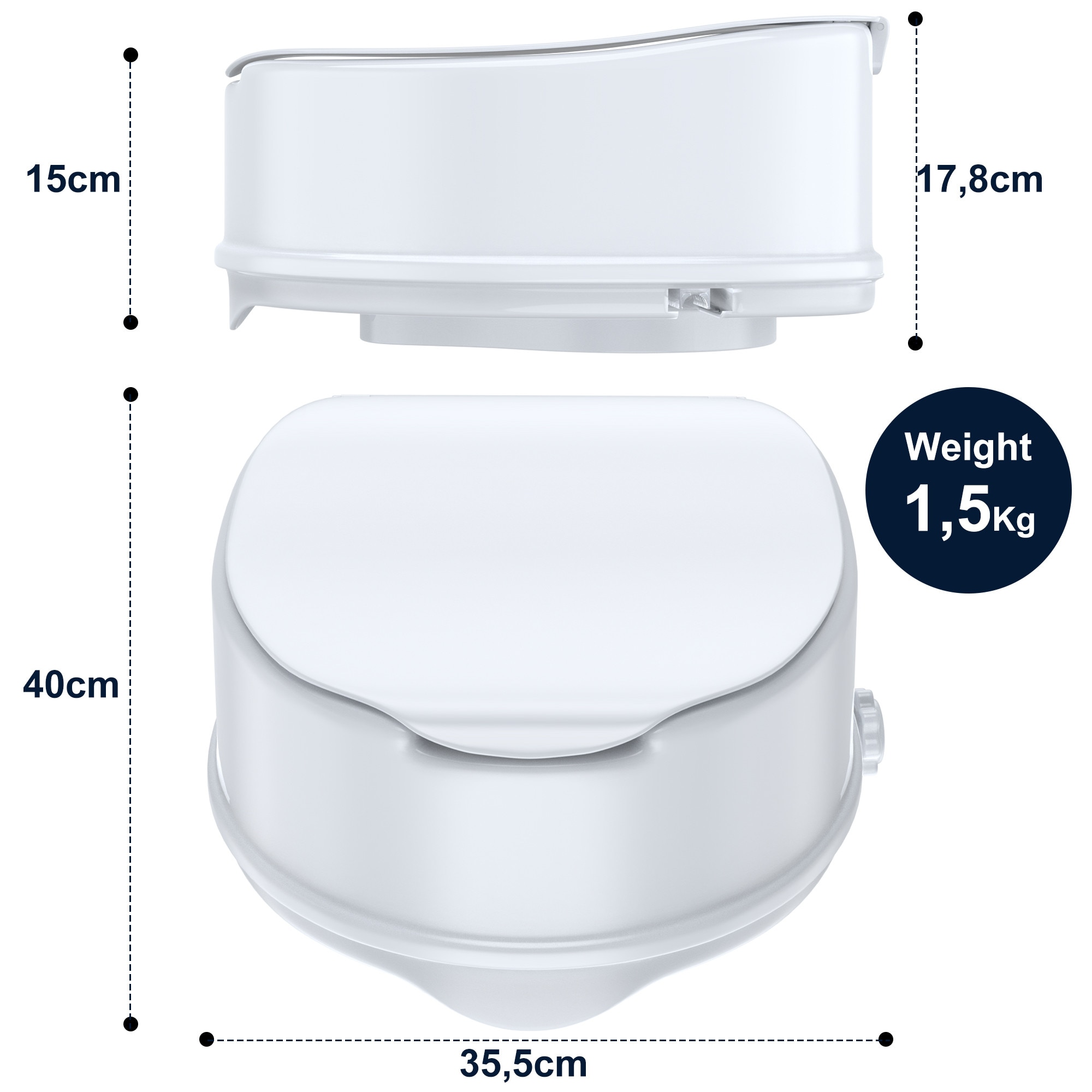 ORBER Inaltator WC cu capac, 4 inci, Capacitate de incarcare 180 kg ...