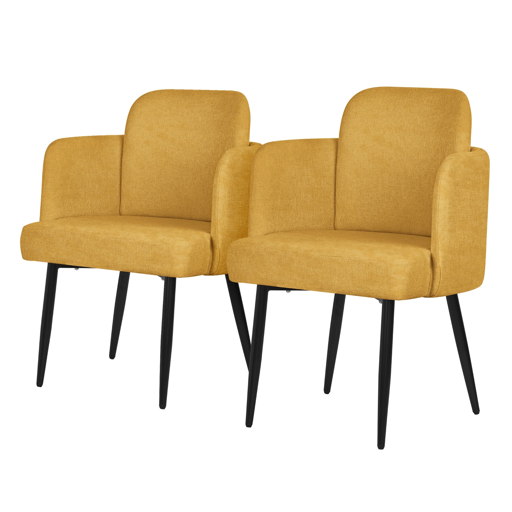 2x Scaune de sufragerie ML-Design in culoare mustar, husa din tesatura ...