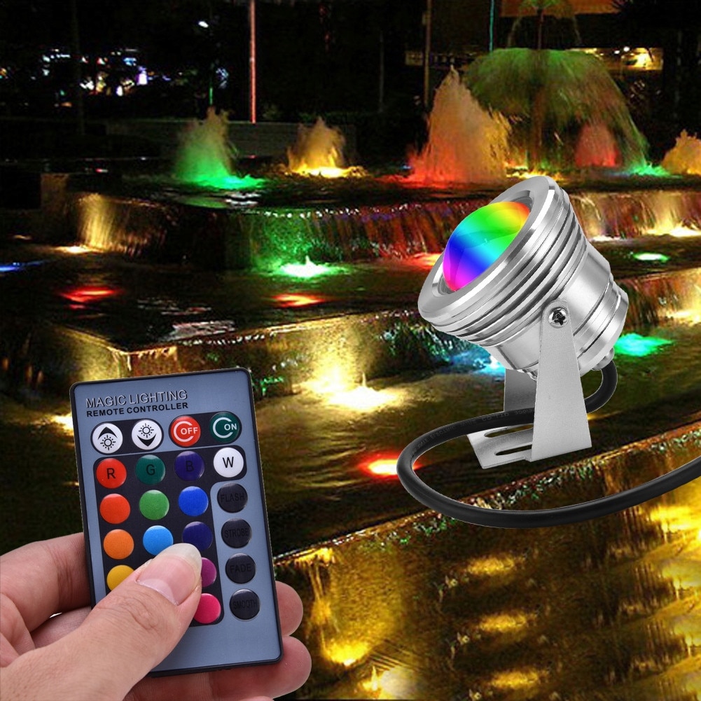 Lampa LED RGB 10W pentru acvariu, waterproof, argintie, 7,5x9,3cm - eMAG.ro