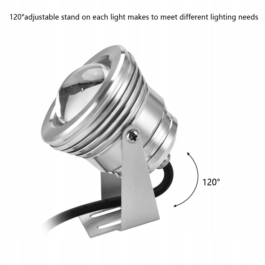 Lampa LED RGB 10W pentru acvariu, waterproof, argintie, 7,5x9,3cm - eMAG.ro