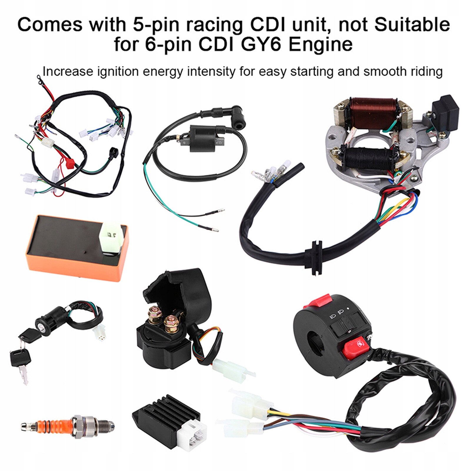 Set instalare CDI pentru Quad 50cc 70cc 90cc 110cc, electric, 5 pini ...