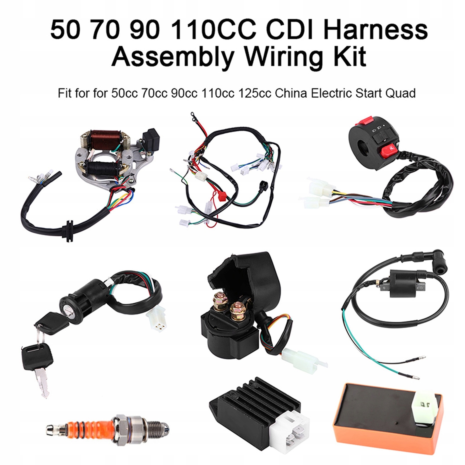 Set instalare CDI pentru Quad 50cc 70cc 90cc 110cc, electric, 5 pini ...