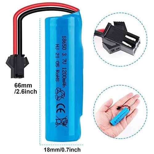 Set 2 acumulatori 3,7 V 1200 mAh cu incarcare USB, 66x18mm - eMAG.ro