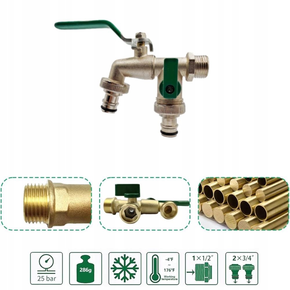 Robinet exterior pentru gradina, 3/4, rezistent, set complet - eMAG.ro