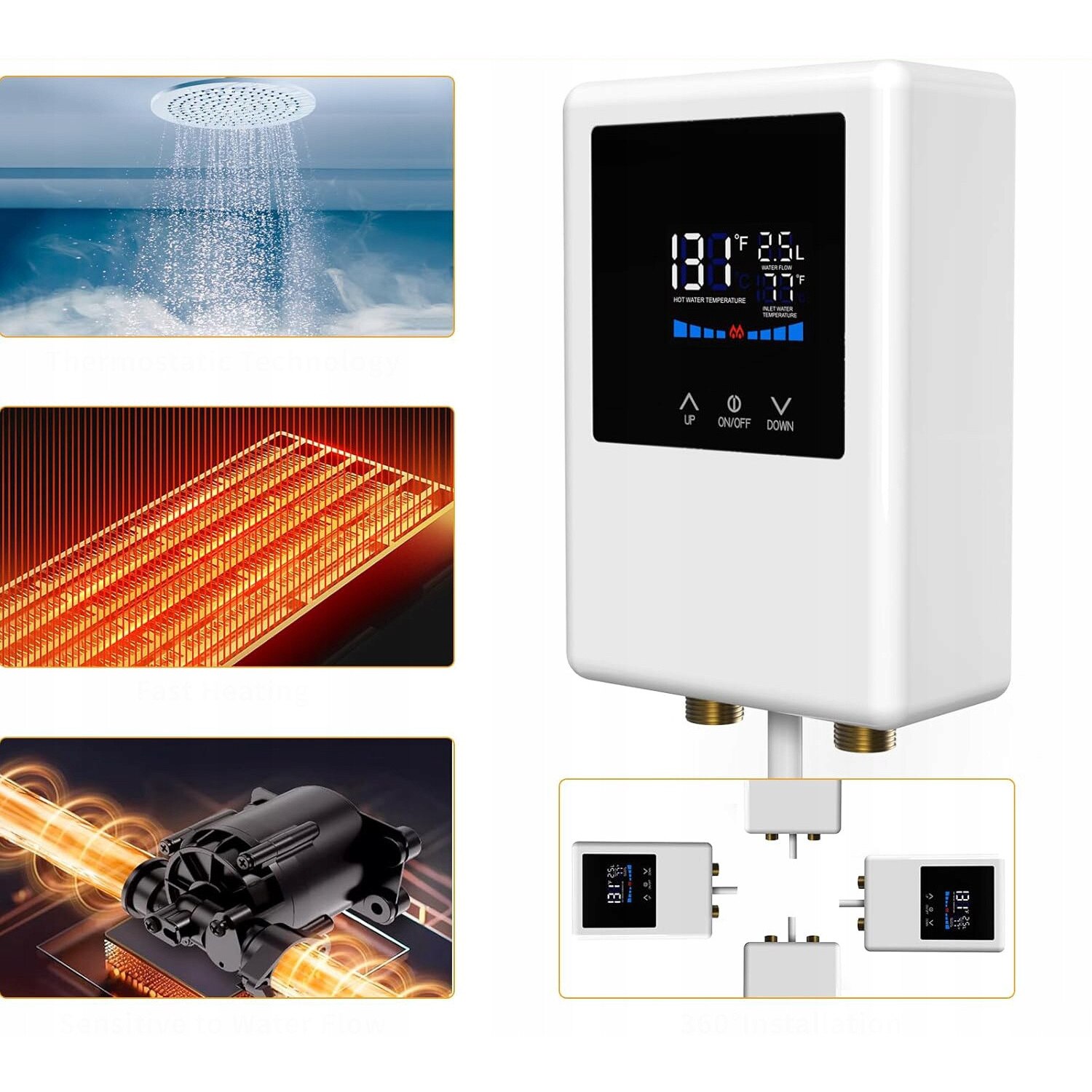 Incalzitor instant electric Zosudull, 6000W, cu display, set complet cu ...