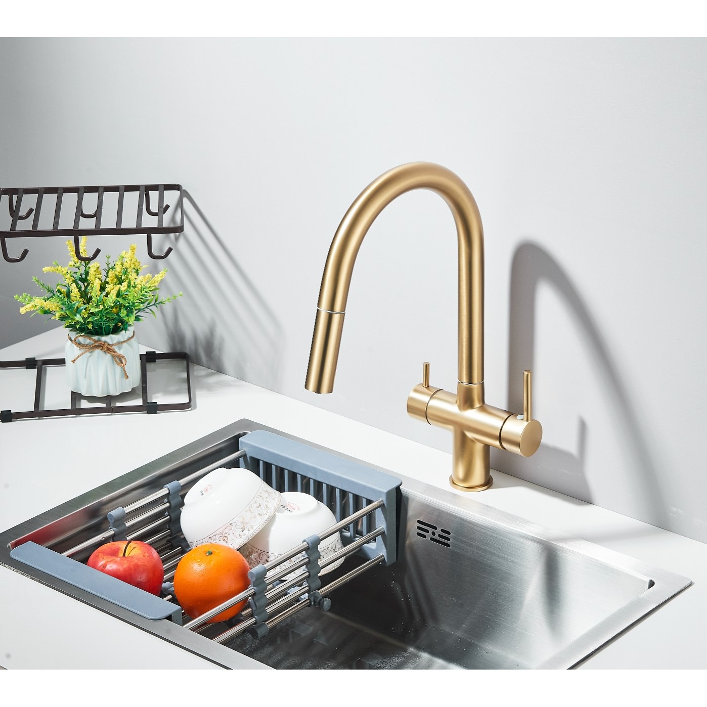Ari Retro 2 háromutas konyhai csaptelep, vízszűrő, fényes arany - eMAG.hu