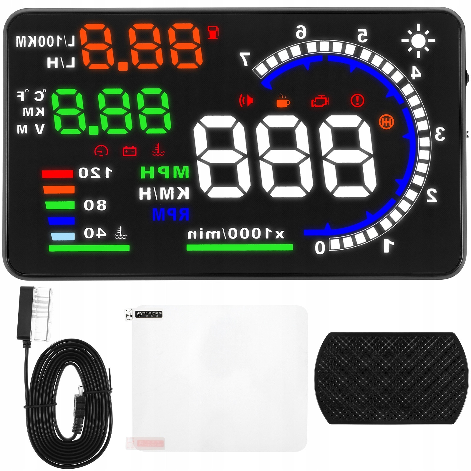 OBD2 HUD 5.5" дисплей за автомобили, LCD проектор, функция за аларма - eMAG.bg