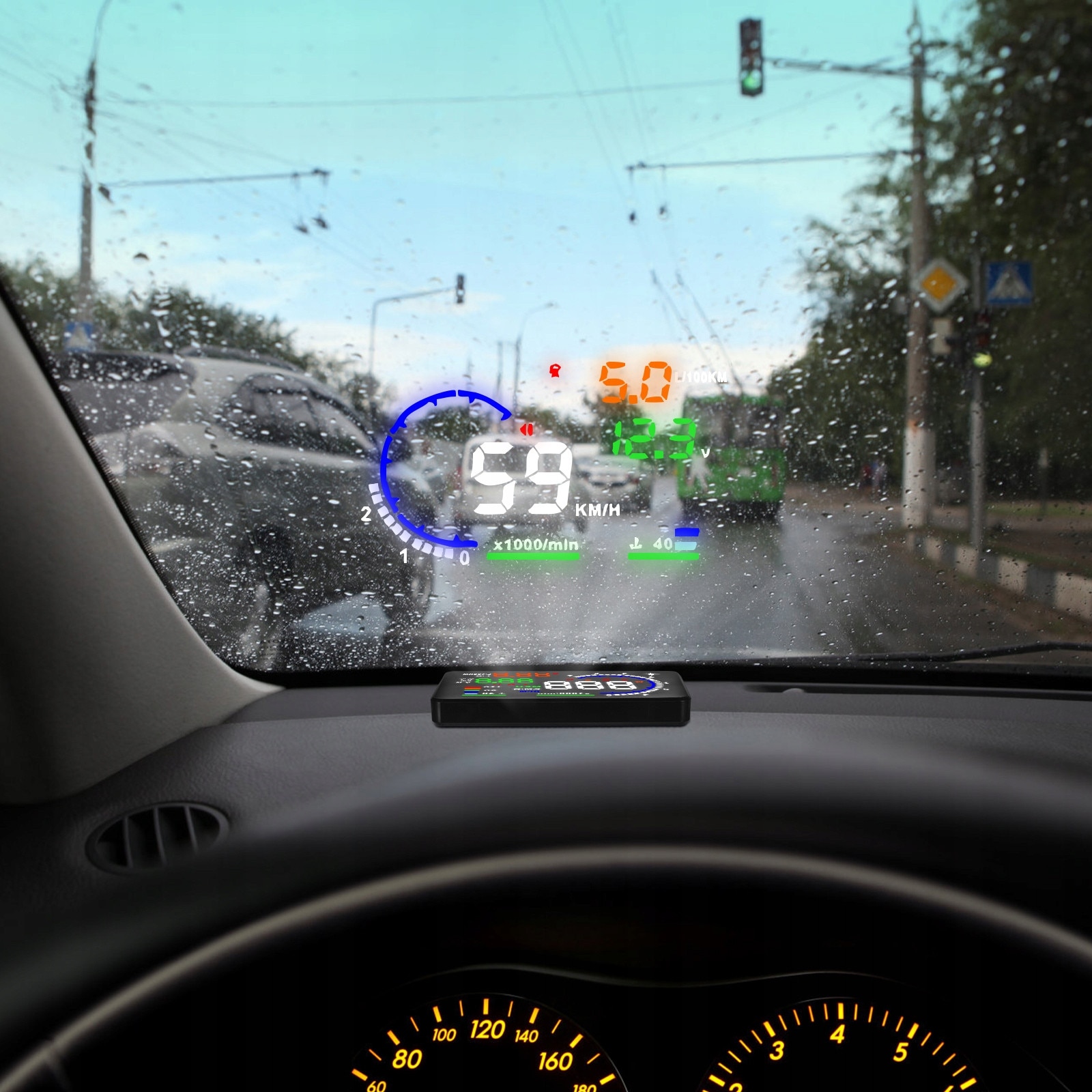 OBD2 HUD 5.5" дисплей за автомобили, LCD проектор, функция за аларма - eMAG.bg