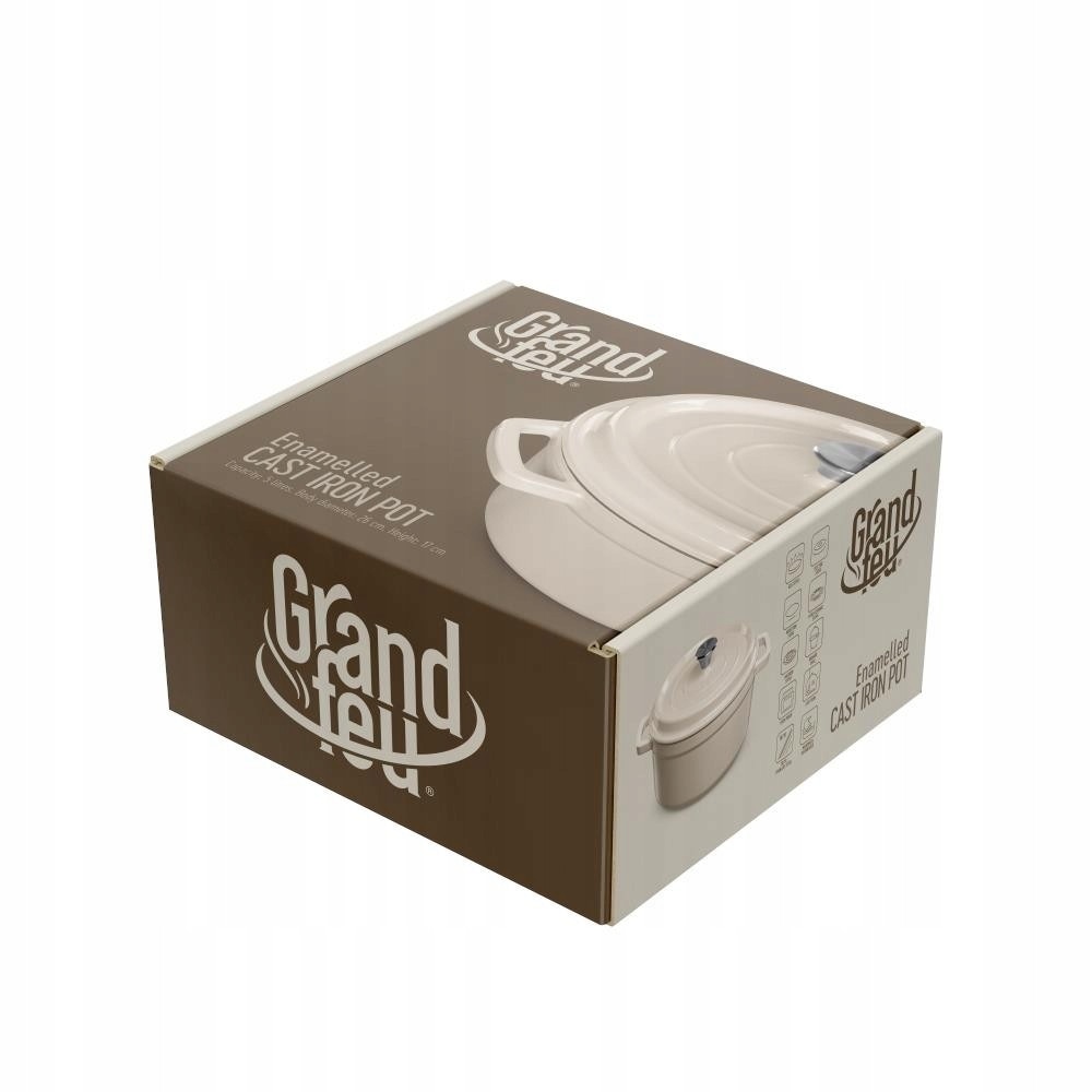 Oala din fonta emailata, Grand Feu, 3,5L, alb, 24x10,5cm - eMAG.ro