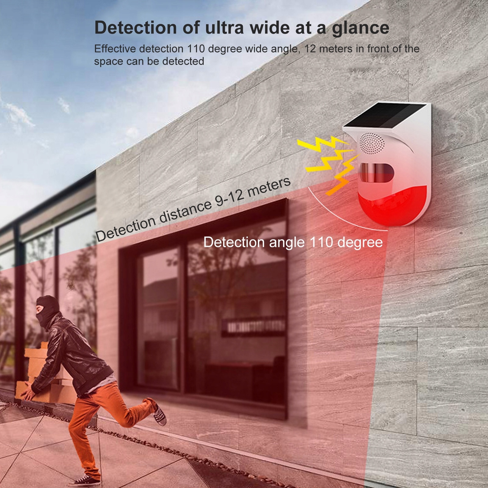 Sistem alarma solara cu senzor de miscare, alarma sonora si luminoasa ...