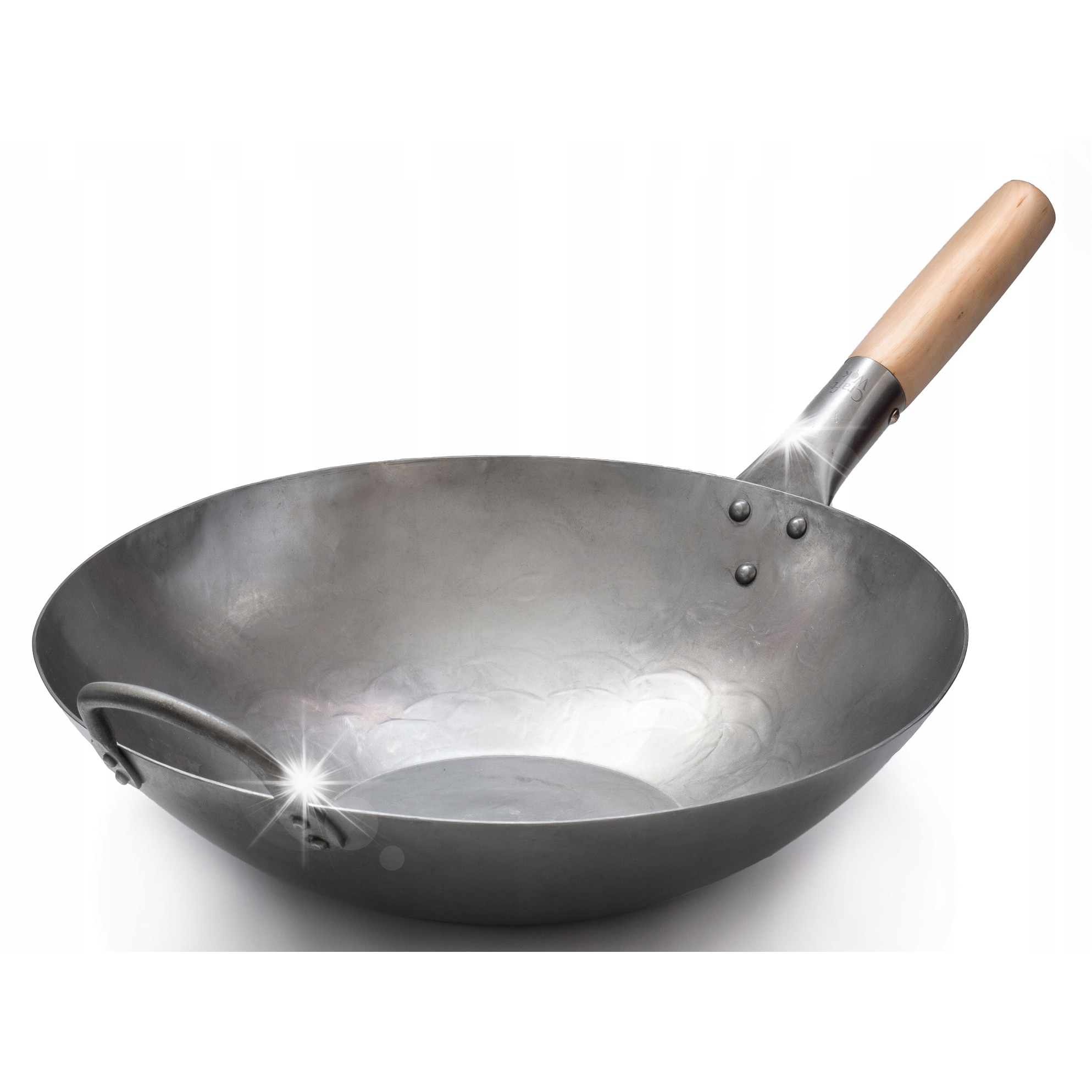 Tigaie Wok Craft Wok, 14 inch, din otel carbon, cu maner din lemn si ...