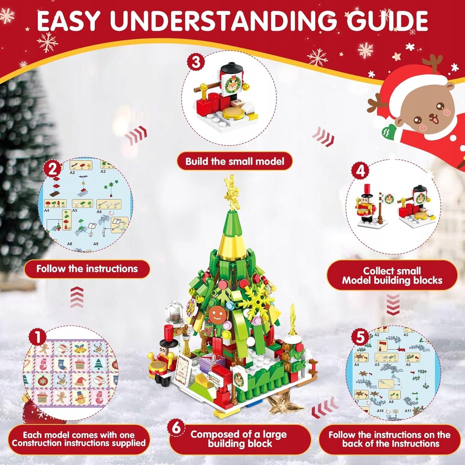 Calendar advent cu set de constructie, Model Craciun, 24 compartimente ...