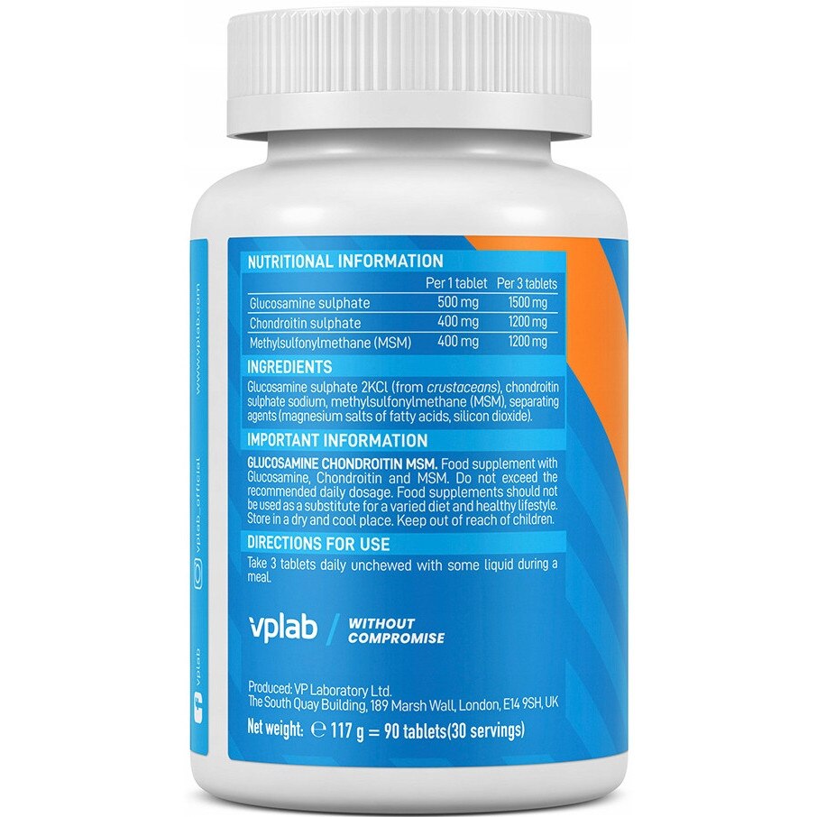 Supliment alimentar, VPLab, Glucozamina, Condroitina, MSM, 90 tablete ...
