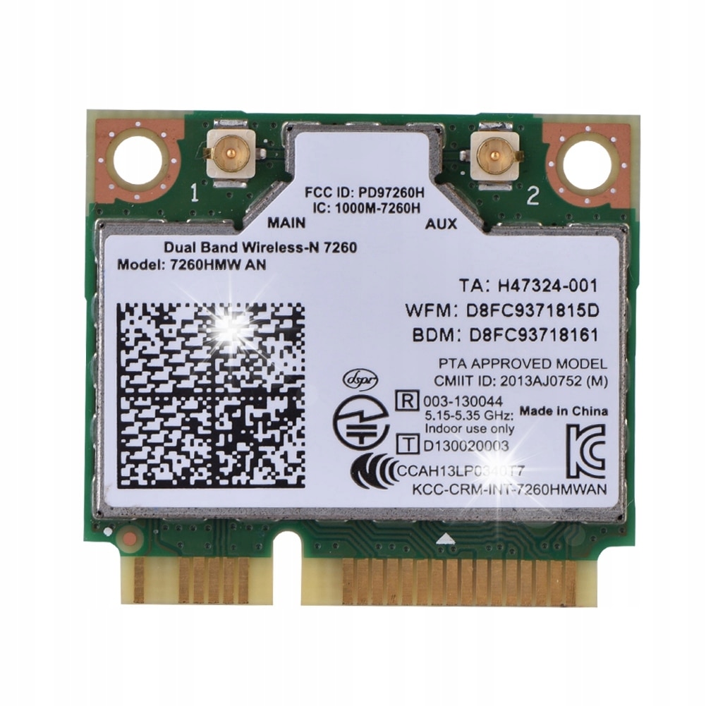 Modul WiFi Intel 7260AN 7260HMW, 300Mbps, Bluetooth 4.0, mini PCI-E ...