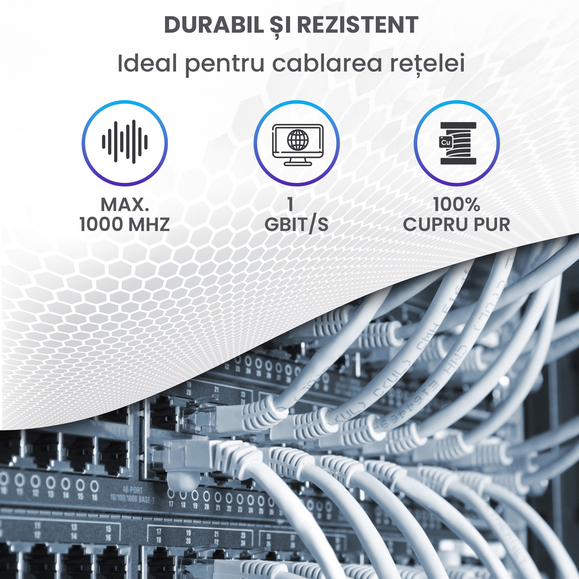 Cablu de retea cat5e utp u/utp, Extralink, 100m, interior, conductor ...