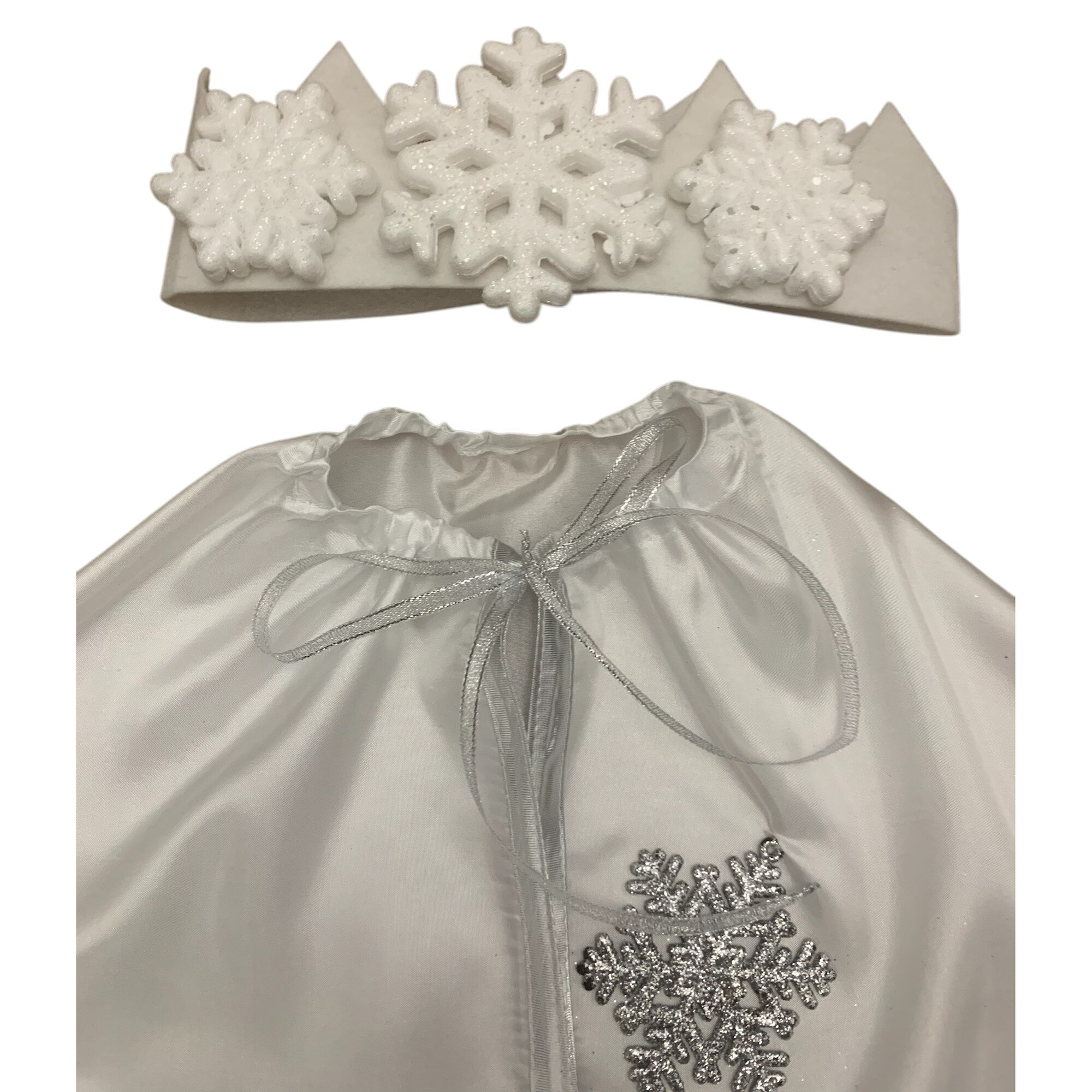 Set accesorii costum fulg de nea, pentru copii, alb cu fulgi argintii ...