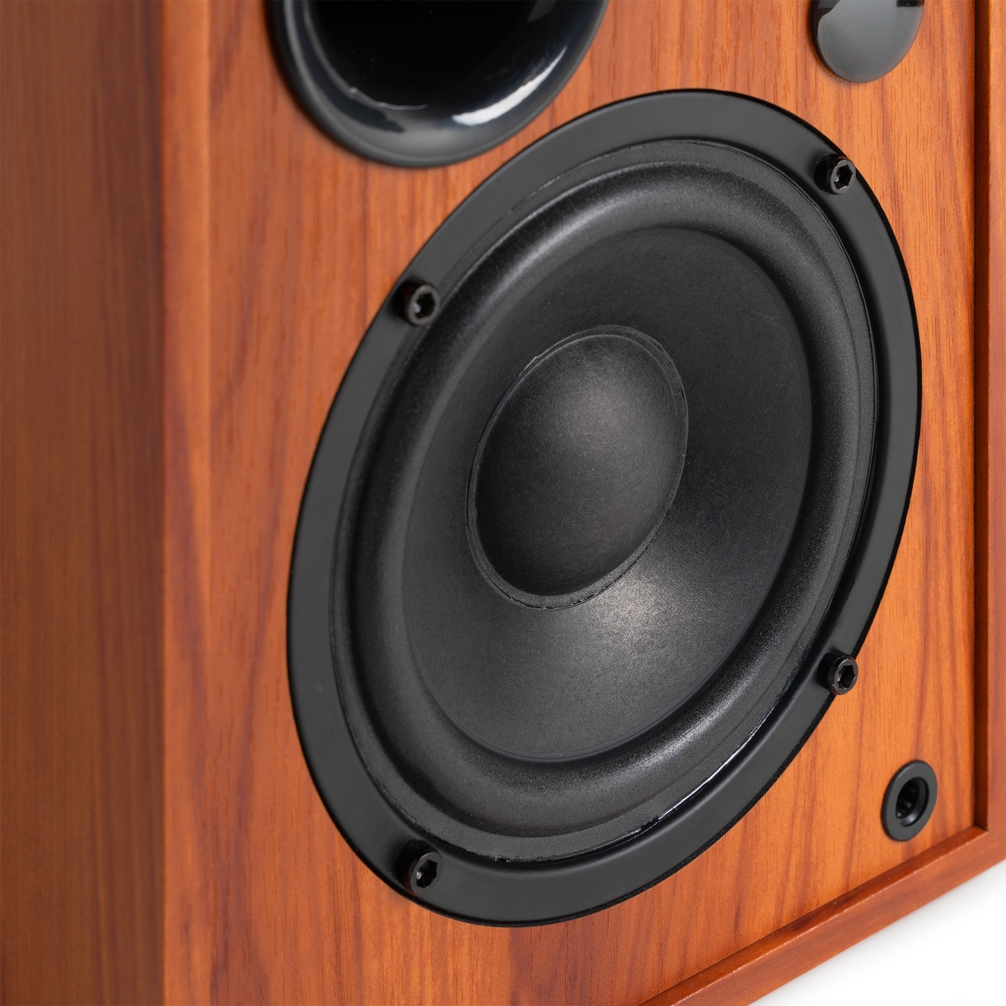 Set 2 boxe active Hi-Fi de raft, 4", 40W RMS, Bluetooth, maro lemn ...