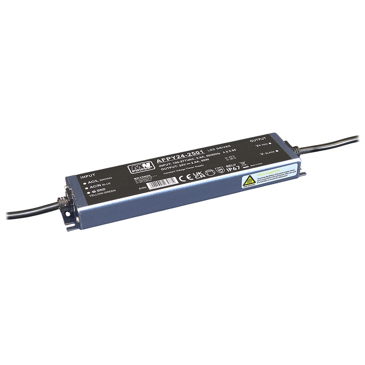 Driver LED MW POWER 24V 2.5A 60W, metal, IP67 - eMAG.ro