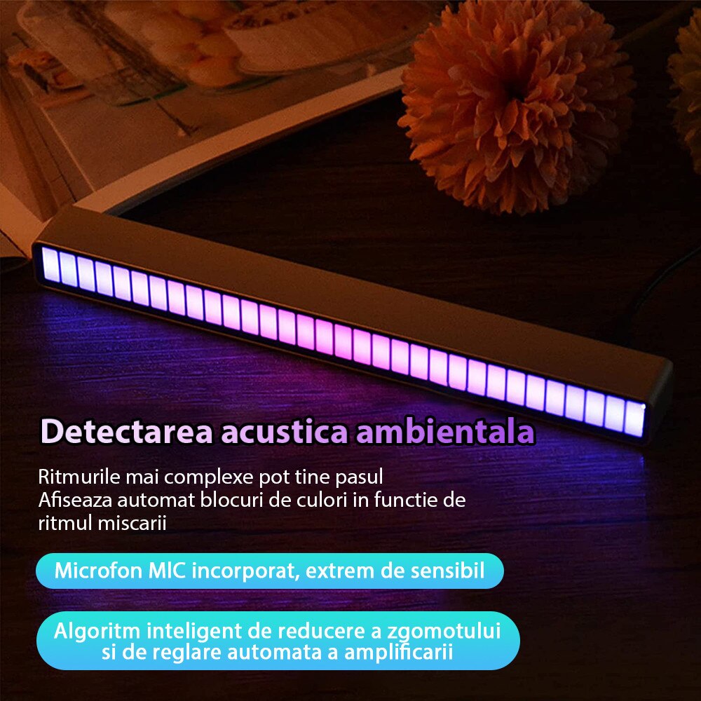 Bara RGB cu funcitie VU meter, DONFANLIA®, 32 leduri, sincronizare ...