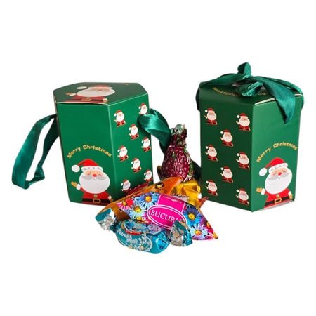 Cutie Cadou Verde de Craciun cu 200g mix Bomboane Bucuria – Cadou Dulce ...
